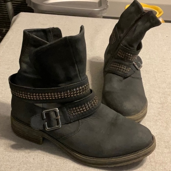 Remonte | Shoes | Remonte Moto Boots Navy Blue With Silver Studs | Poshmark